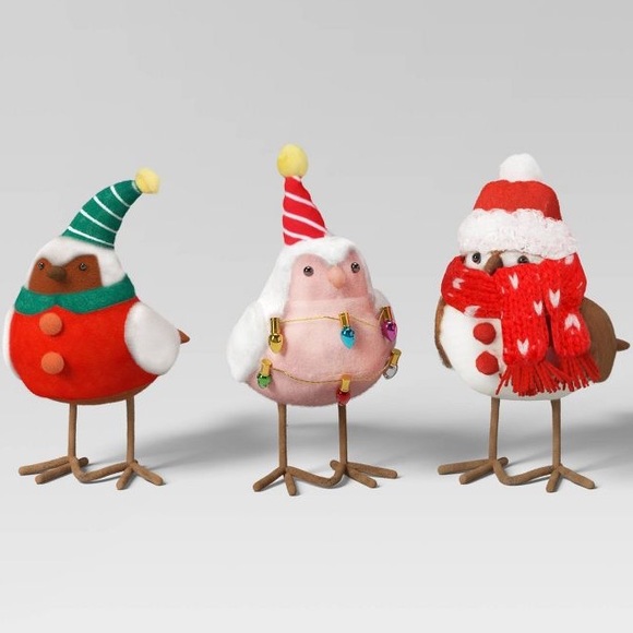 Target | Holiday | Last One 3pc Featherly Friends Fabric Bird Figurine ...